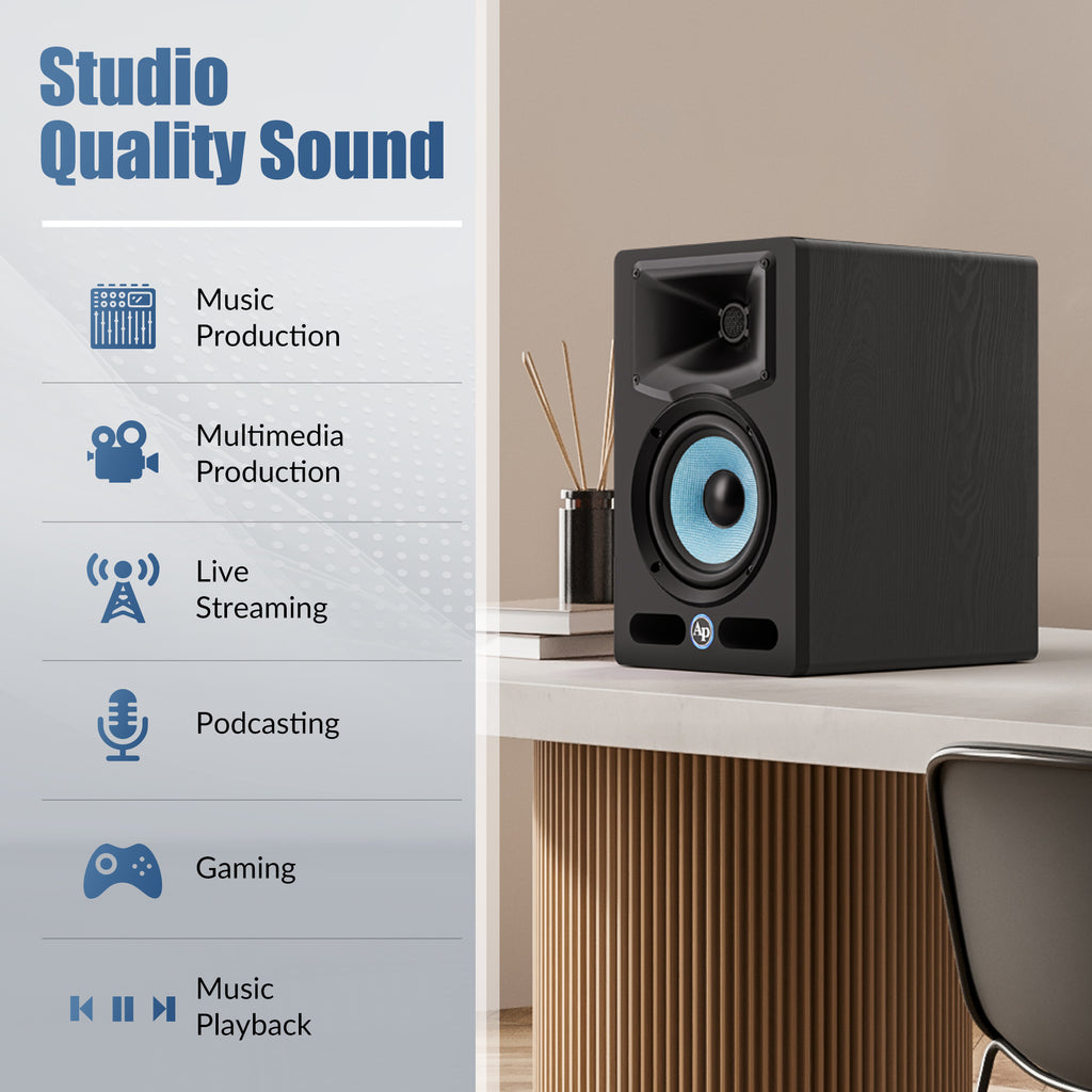 ASM-65X 6" Professional Full Range Studio Monitor Speaker with Built-I